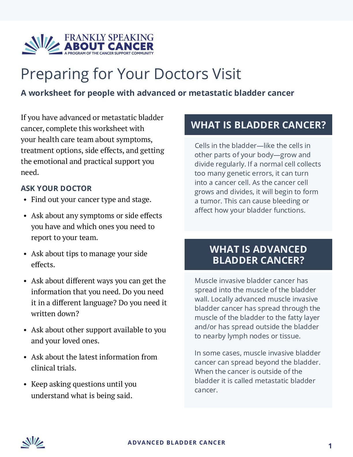 Bladder Cancer | Cancer Support Community