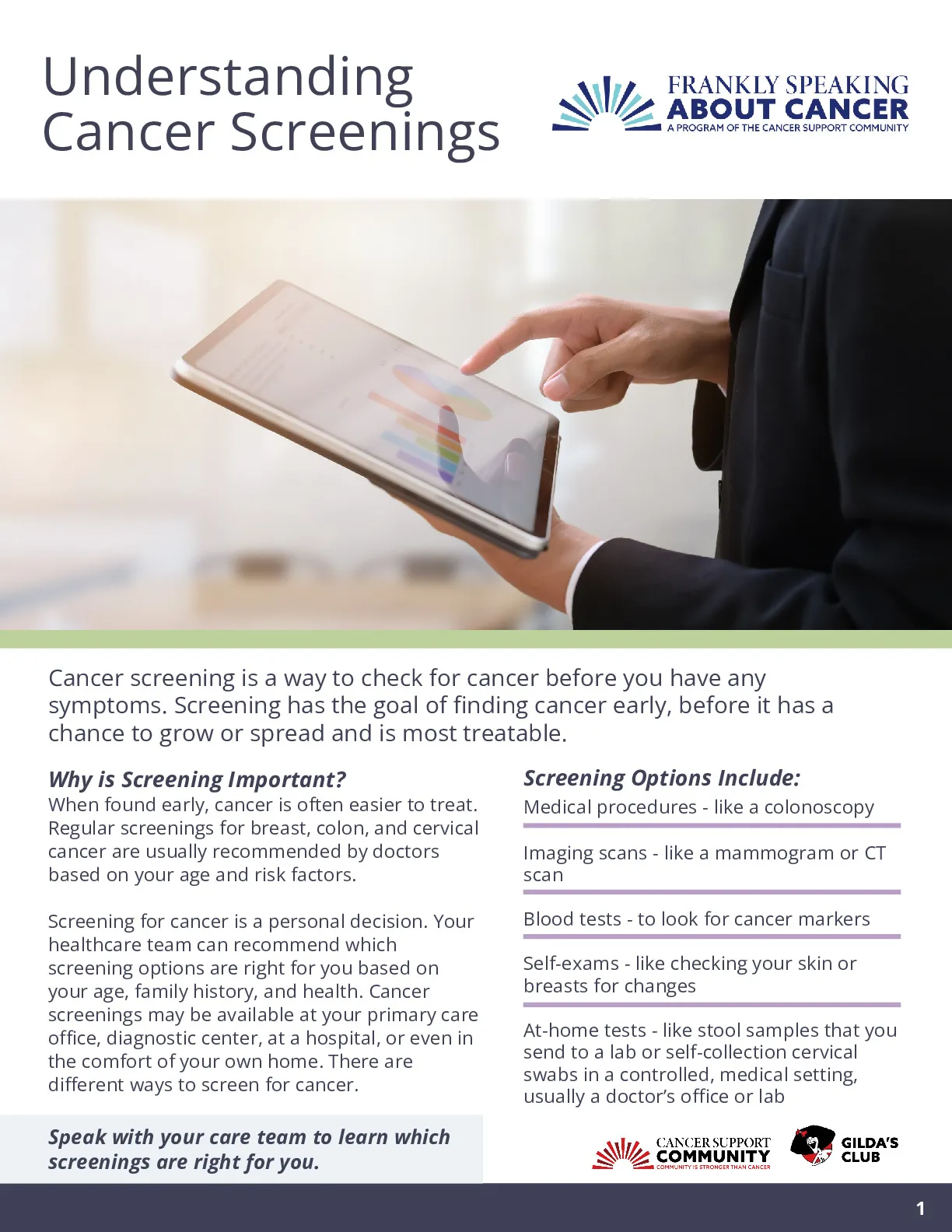 Screening, Prevention, and Early Detection | Cancer Support Community